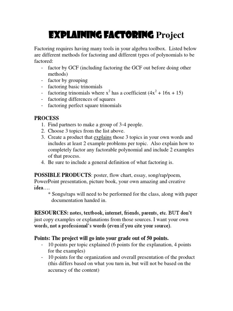 Factoring Project | PDF