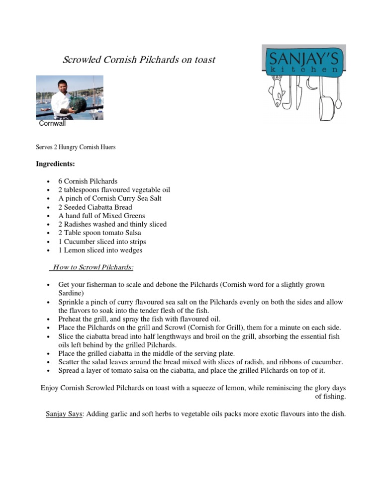 Scrowled Cornish Pilchards on Toast | PDF