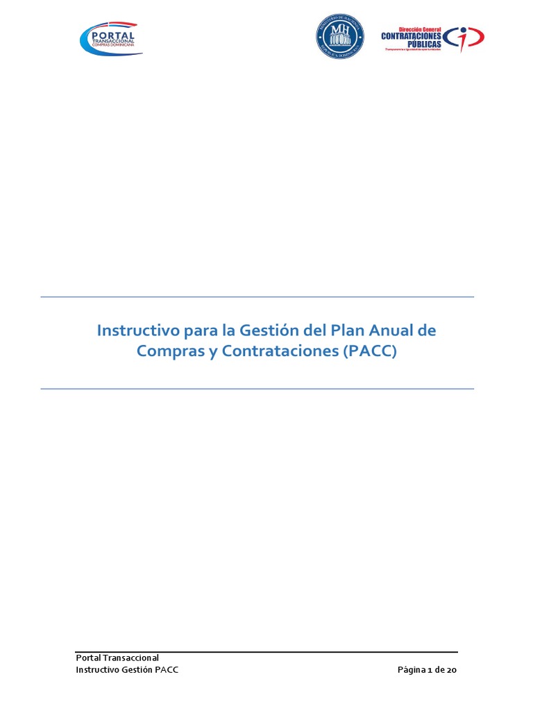 28. Instructivo para la Gestion del PACC (2) | PDF