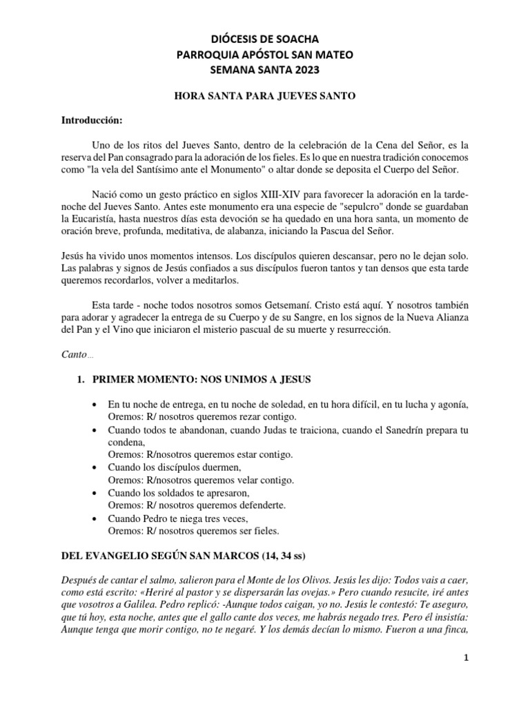 Hora Santa | PDF | eucaristía