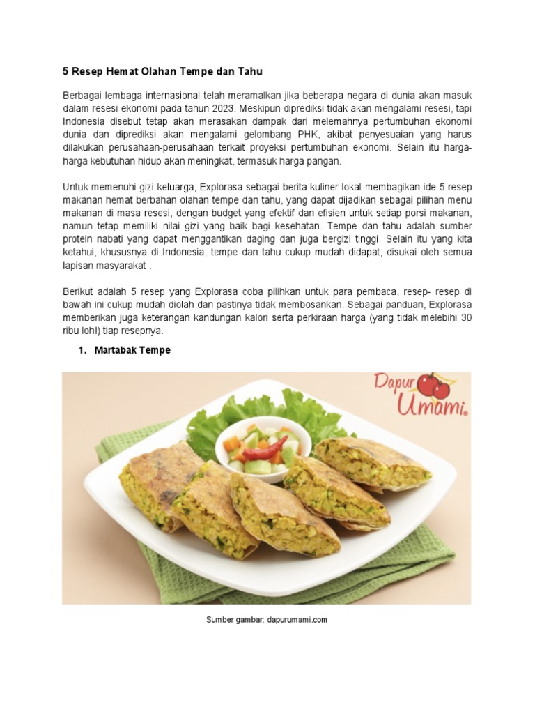 Resep Olahan Tempe-Tahu | PDF