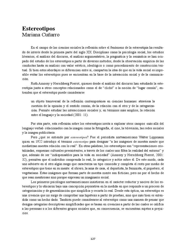 Estereotipos - Amossy y Herschberg Pierrot | PDF | Estereotipos ...