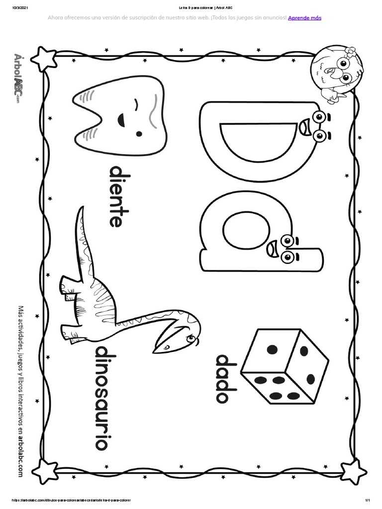 Letra D Para Colorear Árbol Abc Pdf 