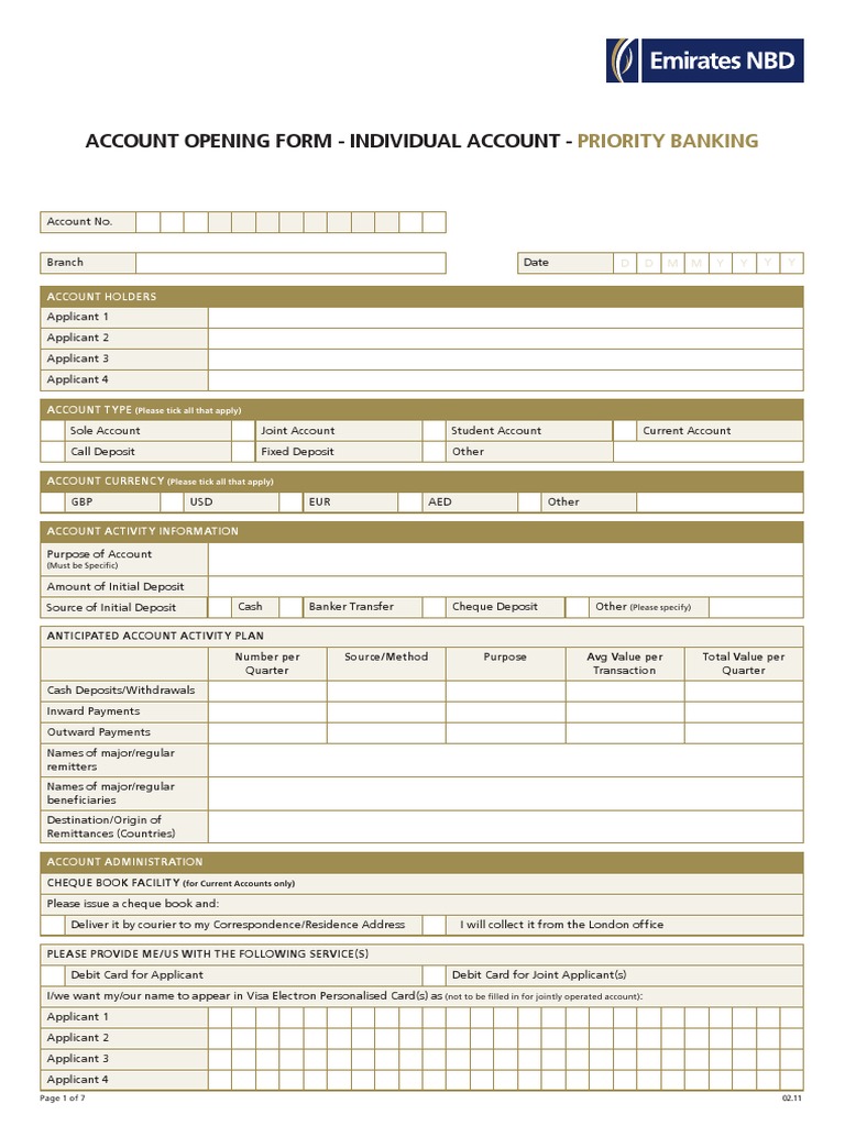 Individual Account Opening Form | PDF | Transaction Account | Cheque