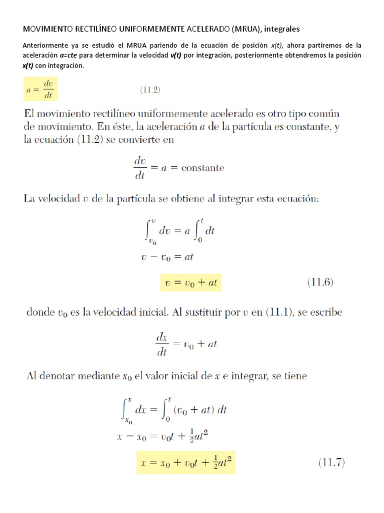 6 - MRUA Integrales (Teoría) | PDF | Ciencia y matemática