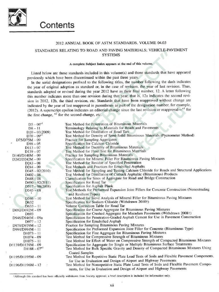 ASTM Standarts 04-03 Contents | PDF
