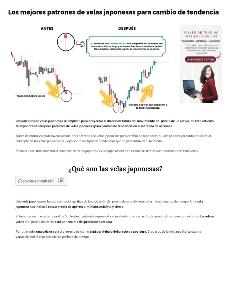 Patrones de Velas Japonesas - Cambio de Tendencias | PDF