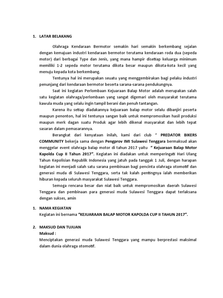 Proposal Kapolda Cup | PDF