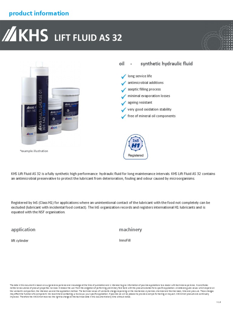 DB EN Syntheseoil08 KHS Lift Fluid AS 32 | PDF
