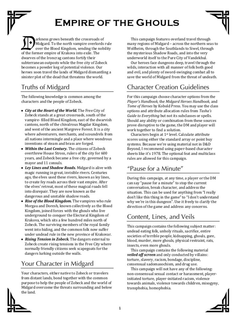 Empire of The Ghouls: Truths of Midgard Character Creation Guidelines | PDF | Bondage (Bdsm)