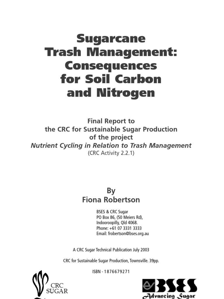 Sugarcane Trash Management | PDF | Sugarcane | Soil