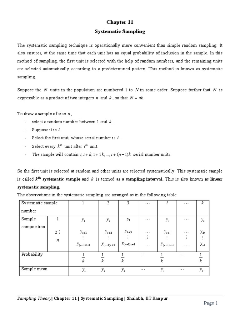 Chapter11 Sampling Systematic Sampling | PDF | Sampling (Statistics) | Estimator