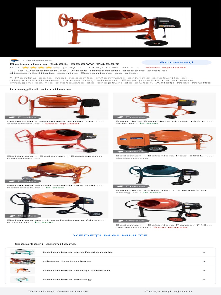 Betoniera 140L 550W 74539: Accesați | PDF