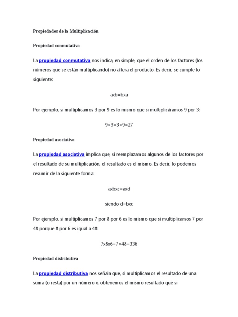 Propiedades Clave de Multiplicación | PDF