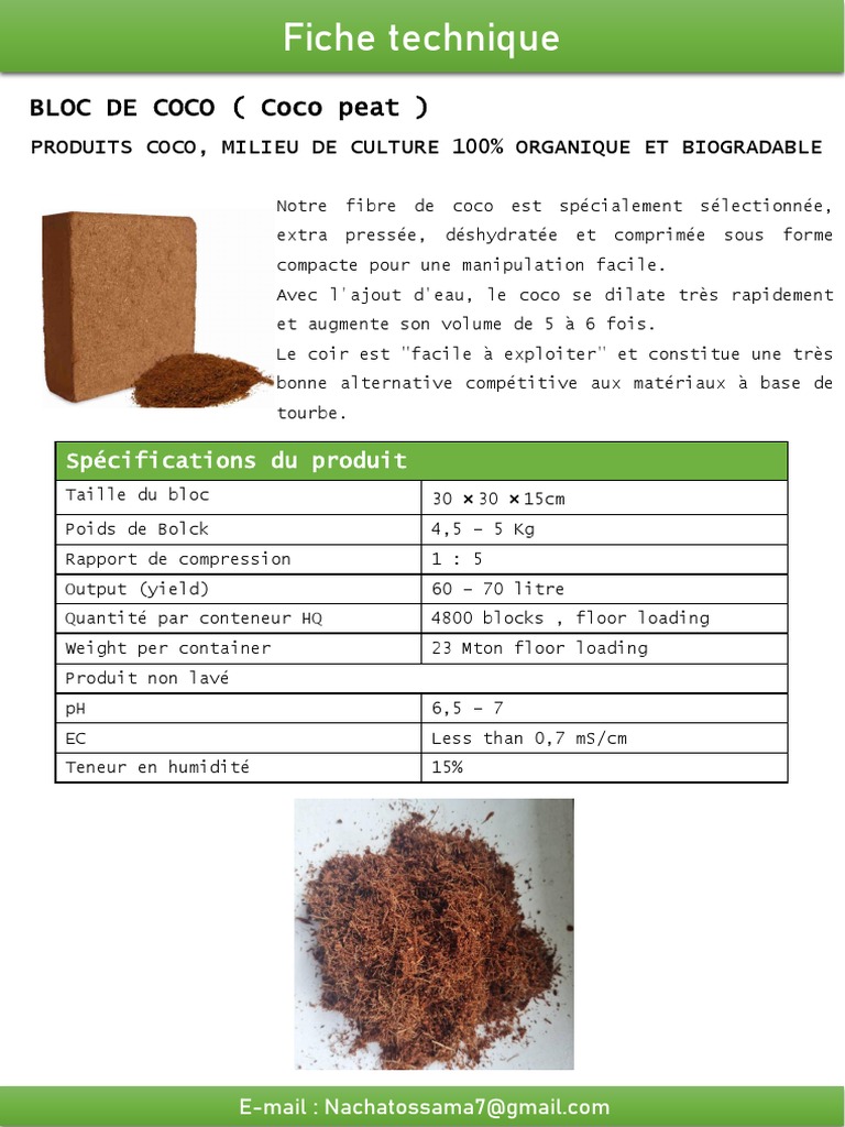 Fiche Technique du Bloc de Coco | PDF