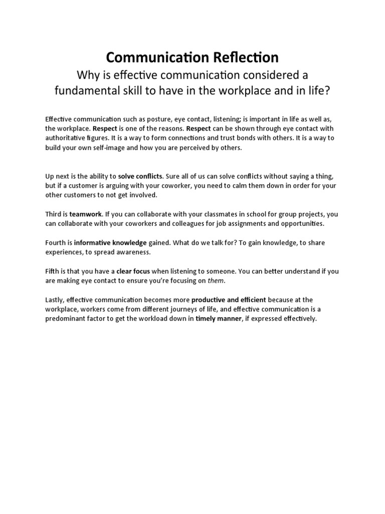 Communication Reflection 2 | PDF