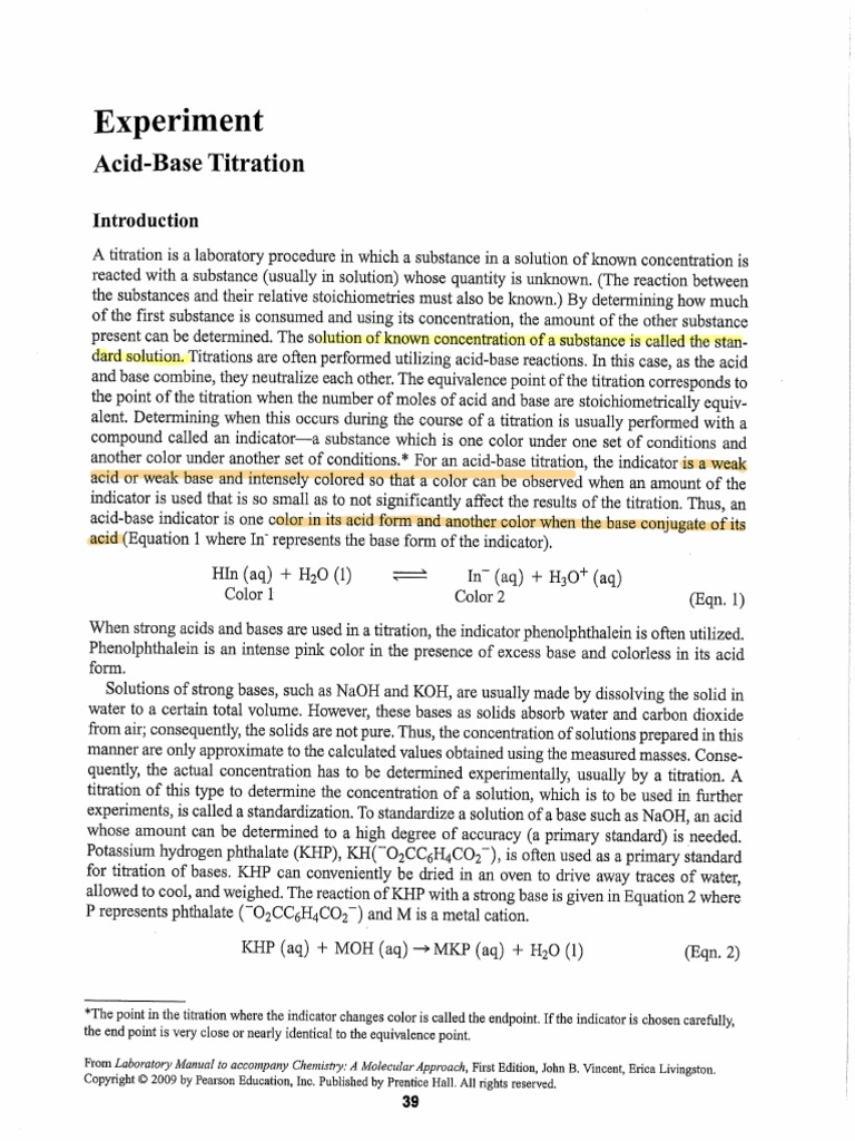 Lab 8 Acid-Base Titration | PDF
