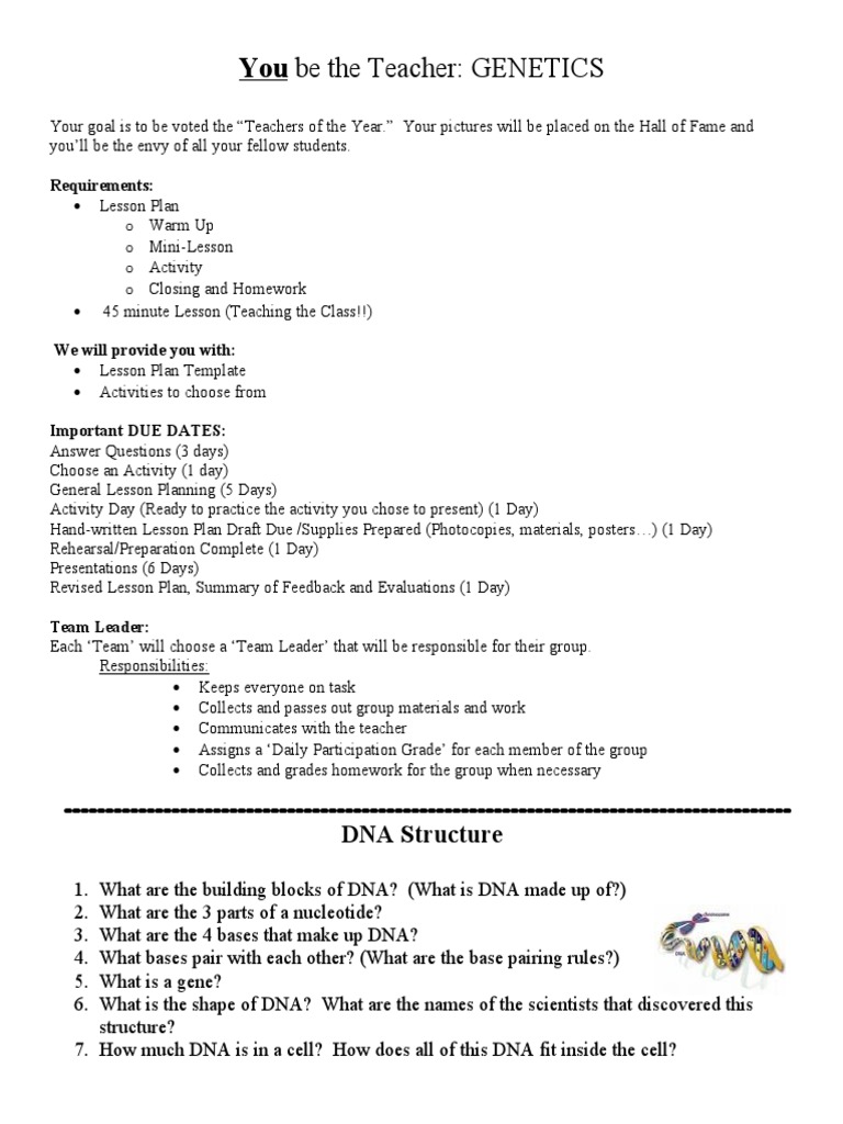 Preparing to Teach Genetics: Developing Lesson Plans and Presentation ...