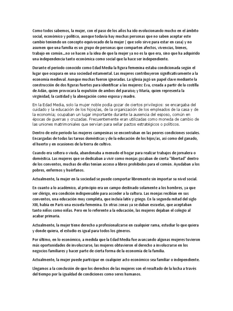Rol de La Mujer en La Edad Media | PDF | Mujer | Edades medias