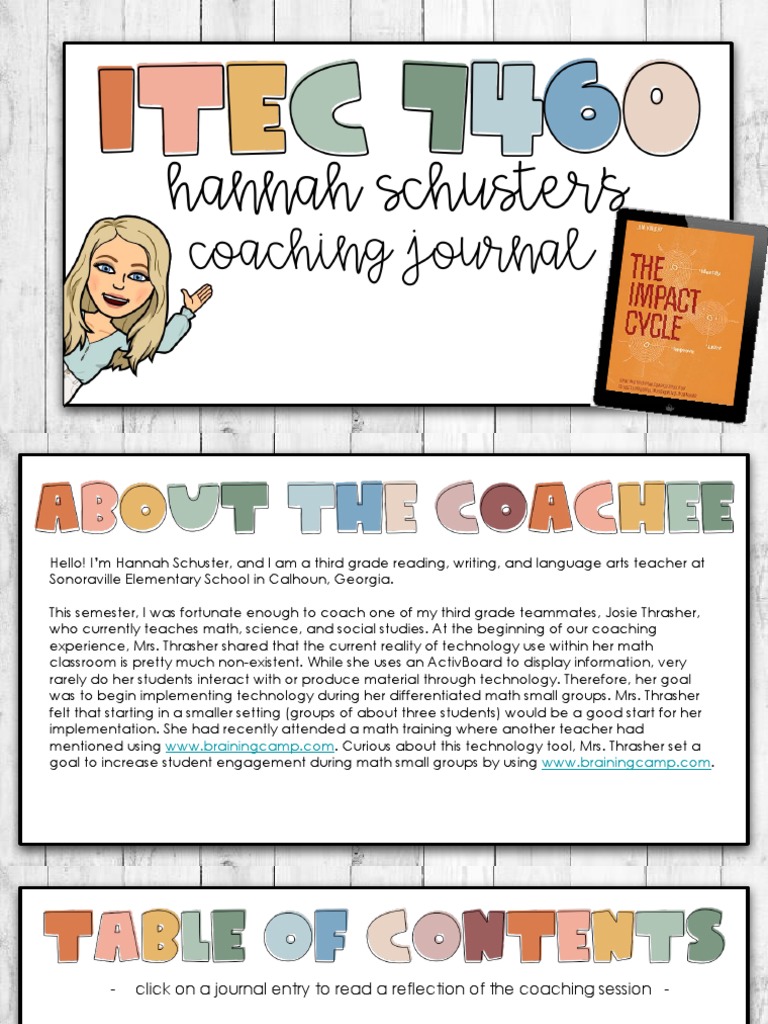 Hannah Schuster Coaching Journal | PDF | Teachers | Classroom