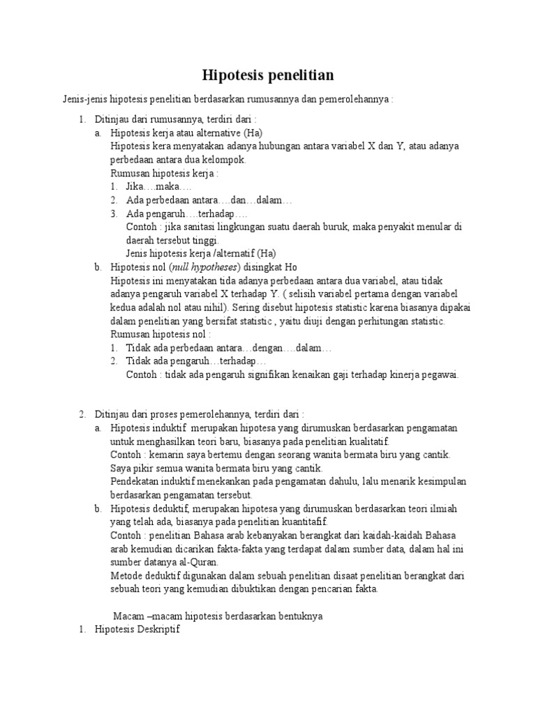 Hipotesis Penelitian | PDF