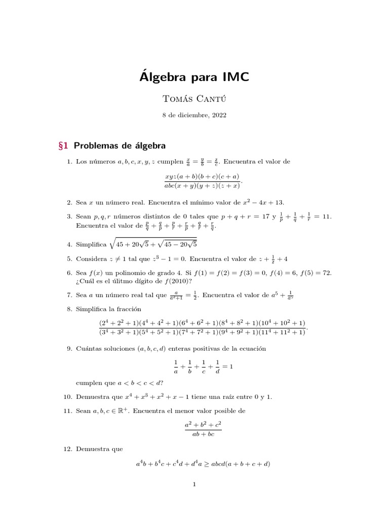 Lgebra para IMC | PDF | Objetos matemáticos | Matemáticas discretas