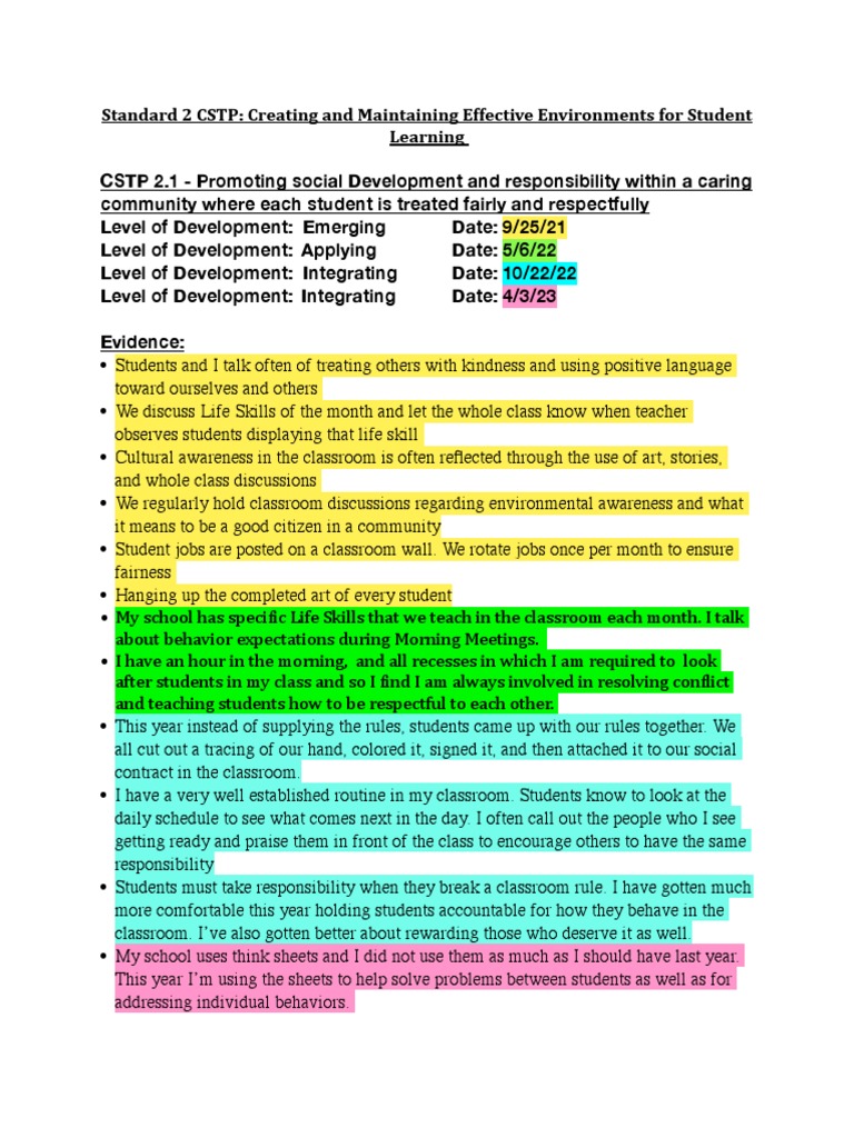 CSTP 2- Evidence | PDF | Classroom | Classroom Management
