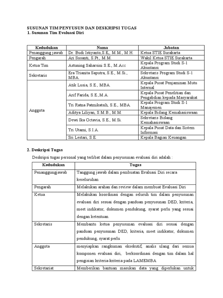 Tim Evaluasi Diri STIE Surakarta | PDF | Sains & Matematika