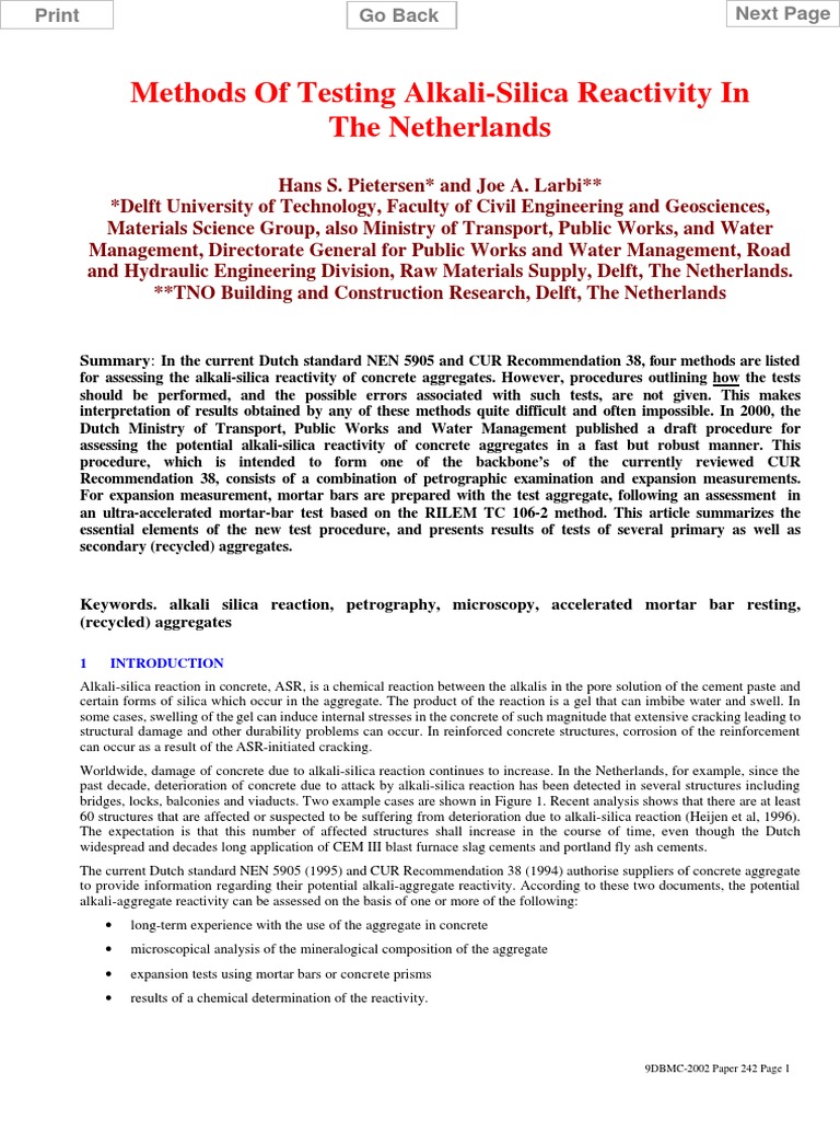 ASR Testing Methods in the Netherlands | PDF | Concrete | Construction ...