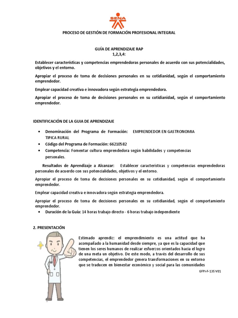 Guia de Aprendizaje Comportamiento Emprendedor | PDF | Iniciativa empresarial | Aprendizaje