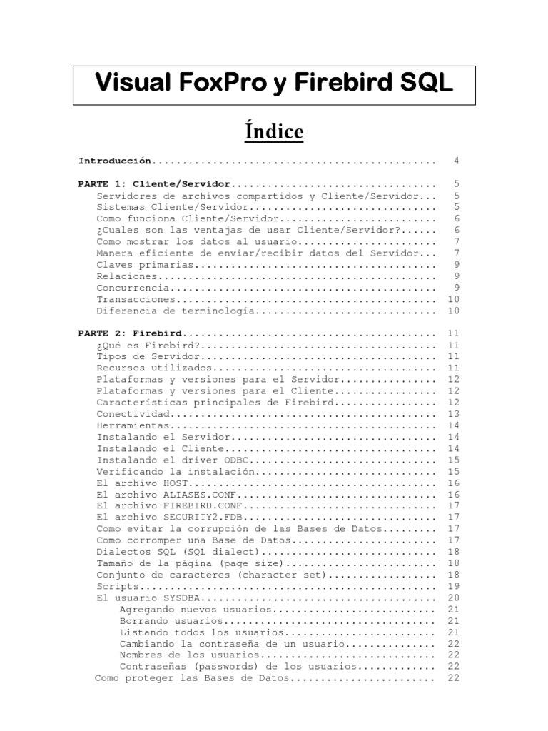 Visual FoxPro y Firebird SQL | PDF | Archivo de computadora | Servidor (Computación)