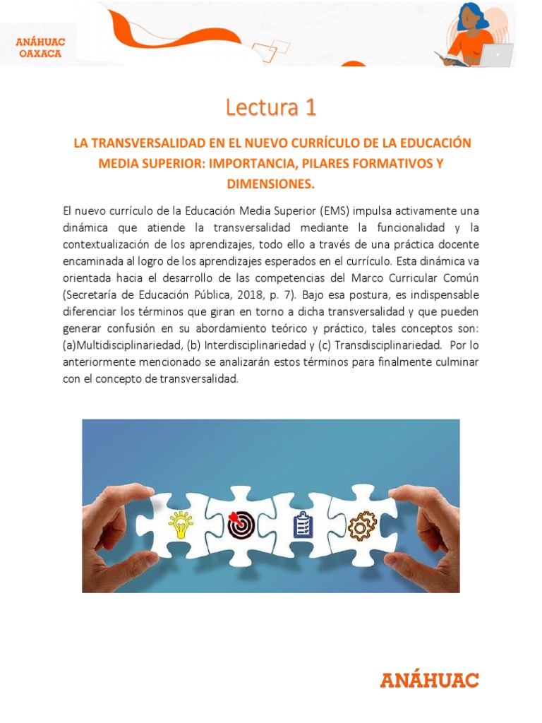 Lectura 1. La Transversalidad en El Nuevo Modelo Educativo | PDF | Plan de estudios ...