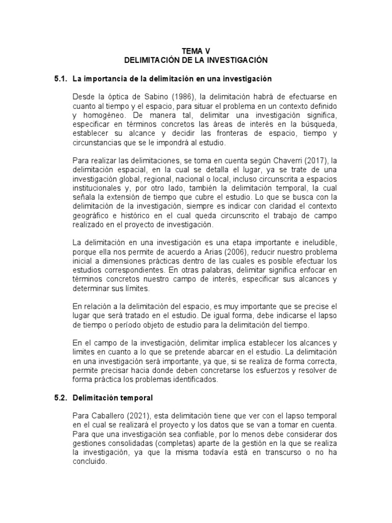Tema V Delimitación de La Investigación 5.1. La Importancia de La ...
