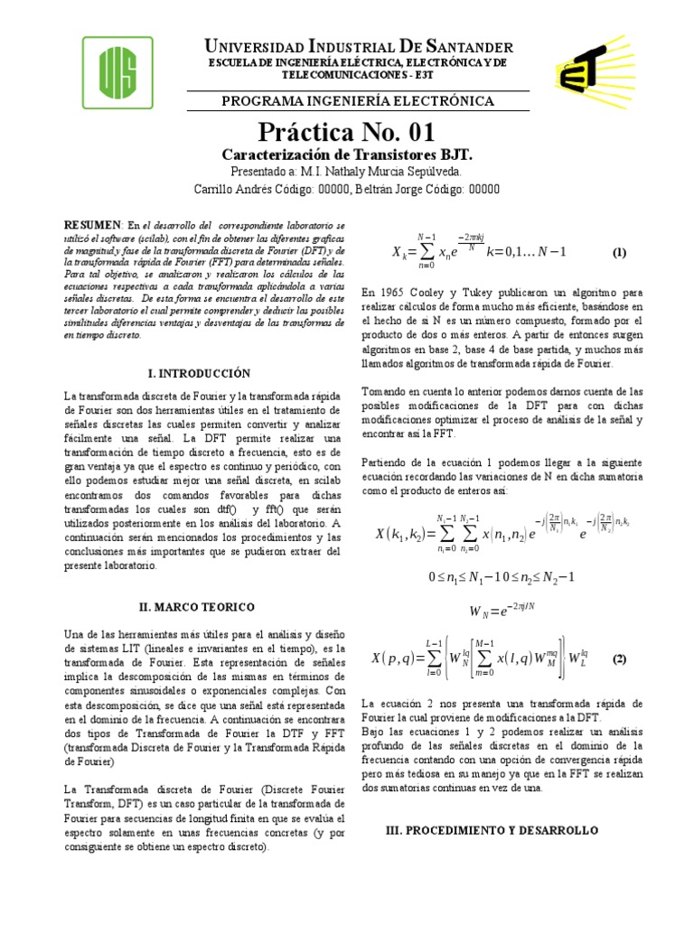 Plantilla Formato iEEE | PDF | Transformada discreta de Fourier | Transformada rápida de Fourier