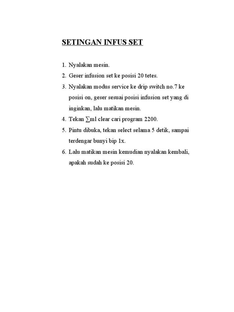 Panduan Setting Infus Pump Terumo | PDF