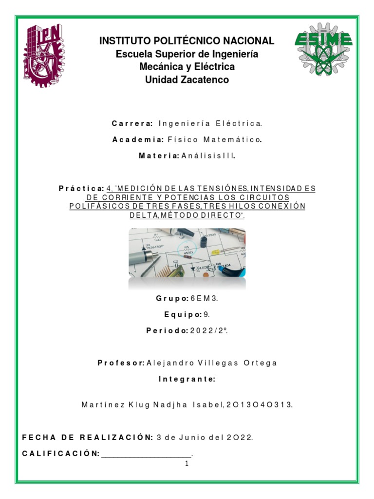 PRACTICA4 MartinezKlugNadjhaIsabel | PDF | Corriente eléctrica | Medición