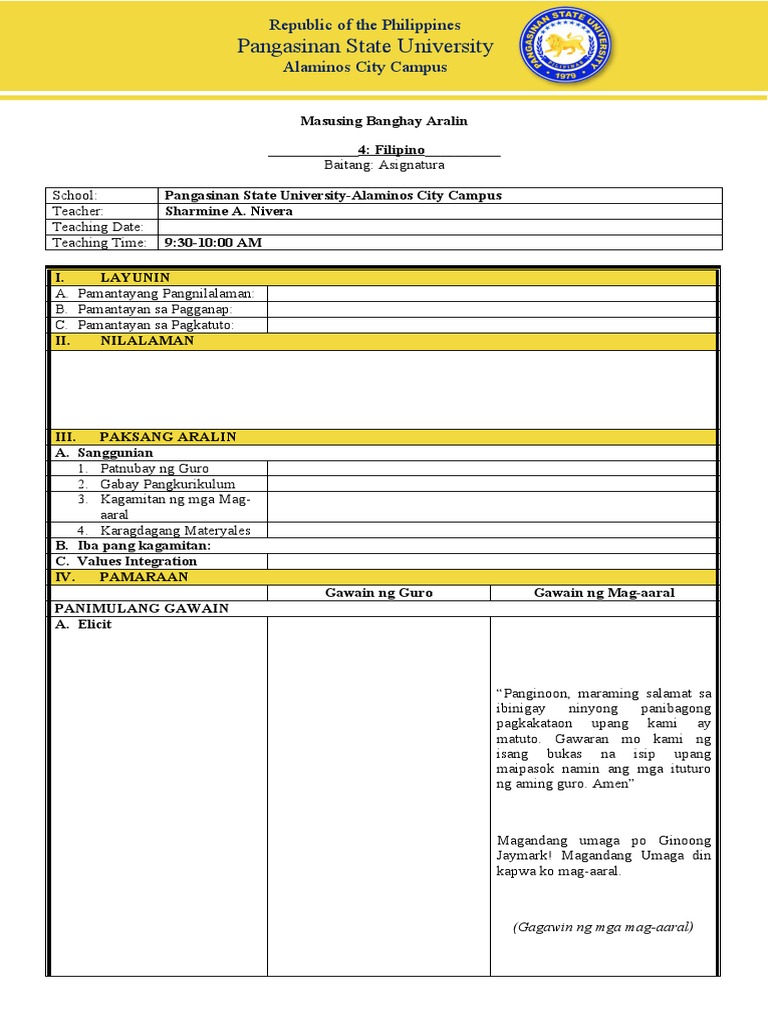 Jaymark Garcia MASUSING BANGHAY ARALIN | PDF