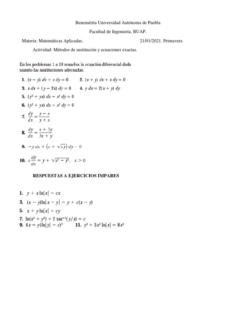 Respuestas A Ejercicios Impares | PDF