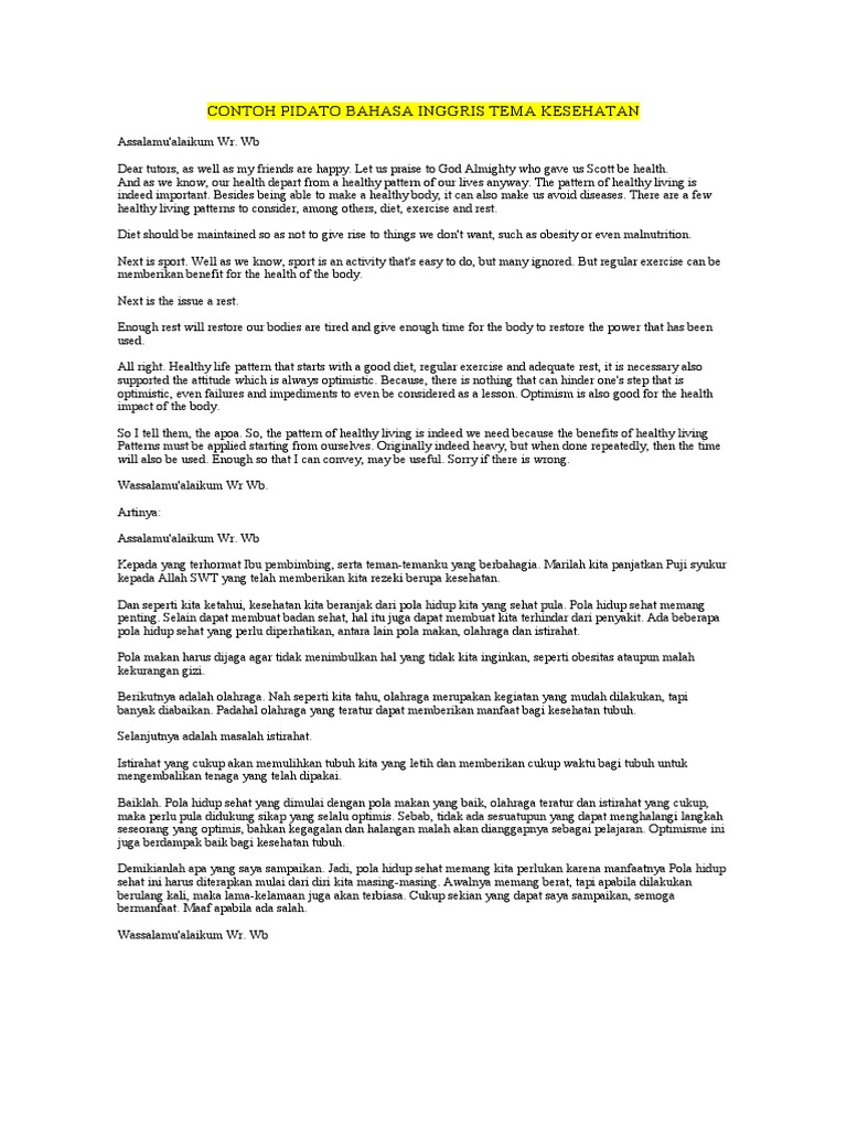 Contoh Pidato Bahasa Inggris Tema Kesehatan | PDF | Reference | Cognitive Science