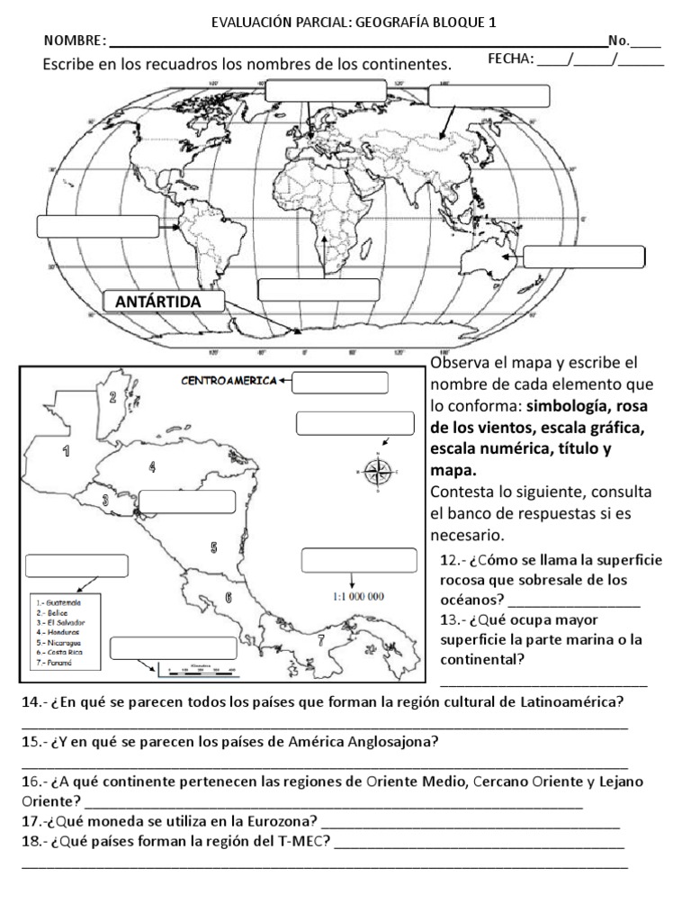 Examen Geografía Parcial Bloque 1 | Descargar gratis PDF | Mapa | Tierra
