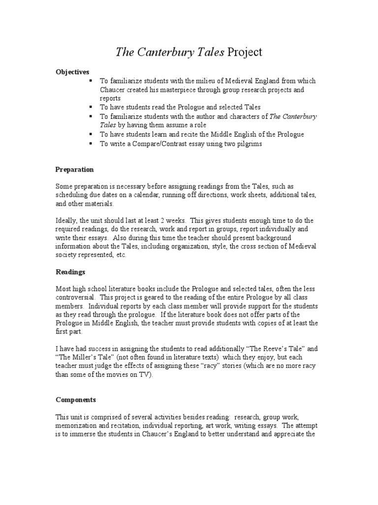 Canterbury Tales Study Unit | PDF | The Canterbury Tales | King Arthur