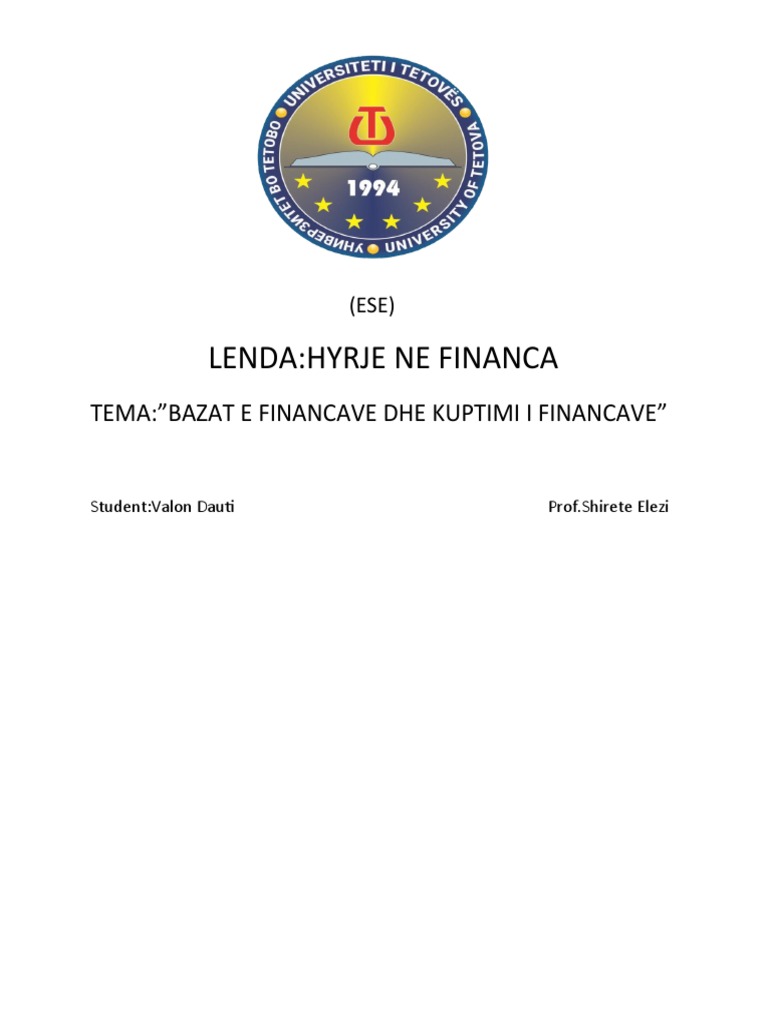 Bazat e Finances Dhe Kuptimi | PDF