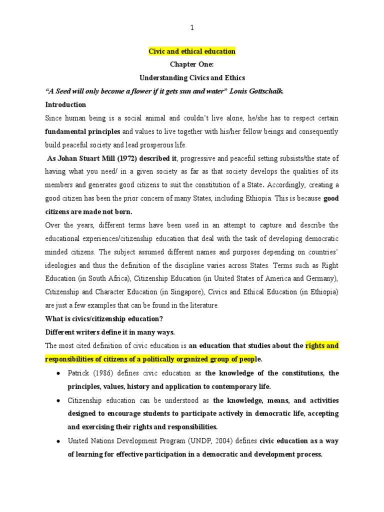 Civic And Ethics Handout Pdf Utilitarianism Morality