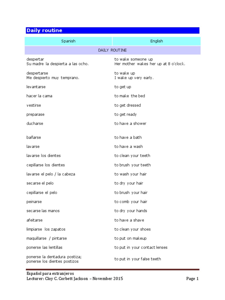 Daily Routine | PDF | Linguistic Typology | Linguistic Morphology