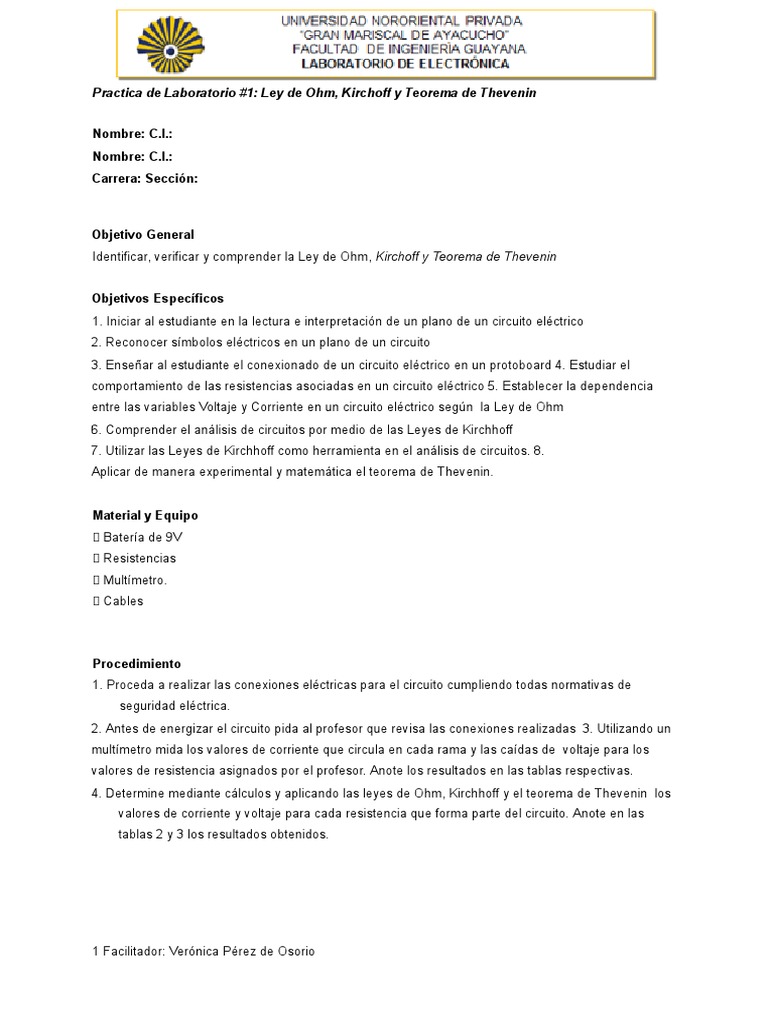 Ley de Ohm Kirchhoff Teorema | PDF | Metrología | Ciencia de los Materiales