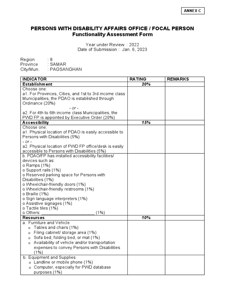 PDAO ANNEX C Form | Download Free PDF | Accessibility