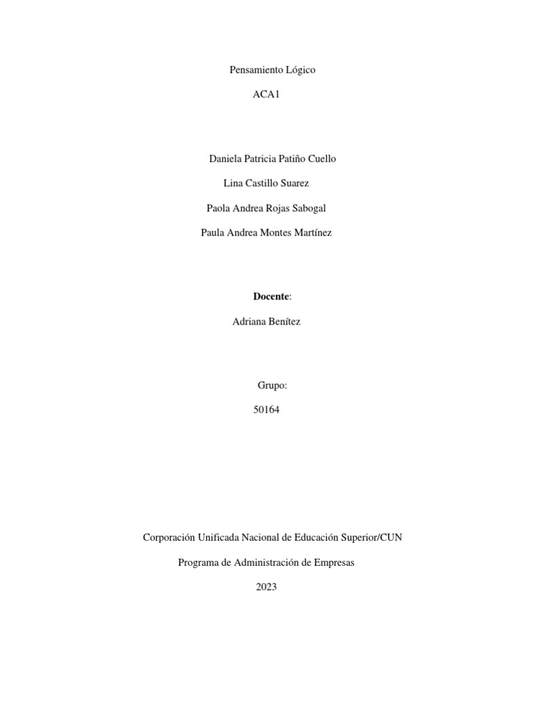 Aca 1 Pensamiento Logico | PDF | Pensamiento | Aprendizaje