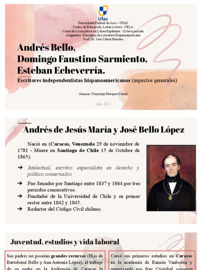 Andrés Bello, Domingo Faustino Sarmiento, Esteban Echeverría | PDF