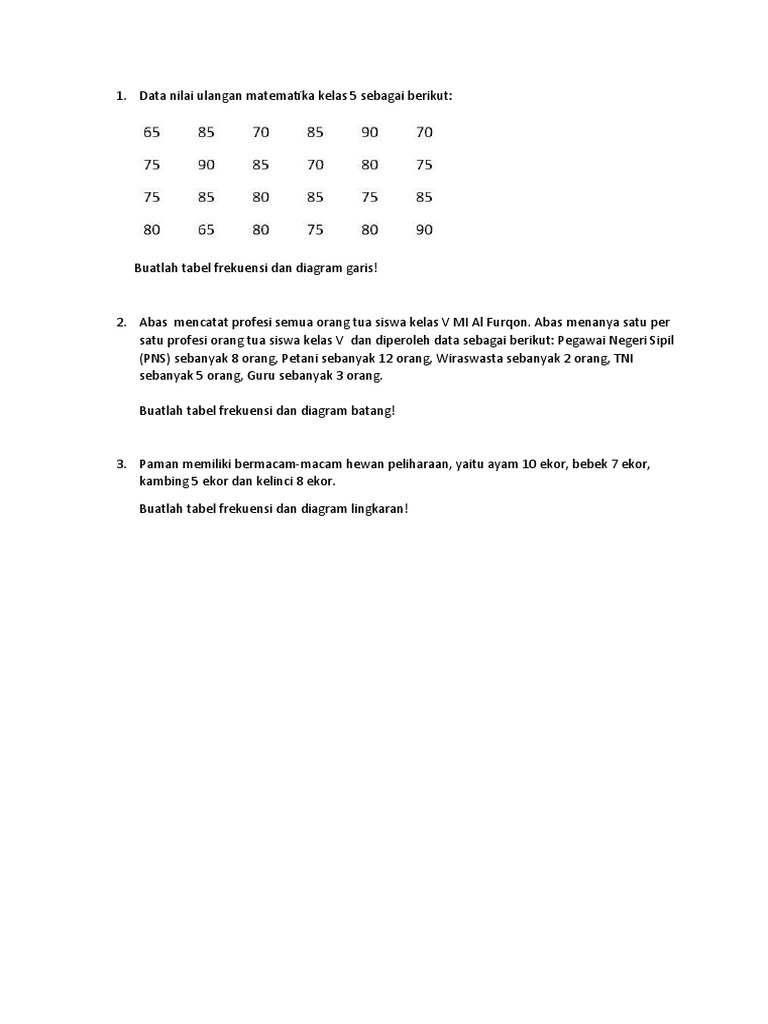 Soal Matematika Kelas 5 Membuat Diagram | PDF
