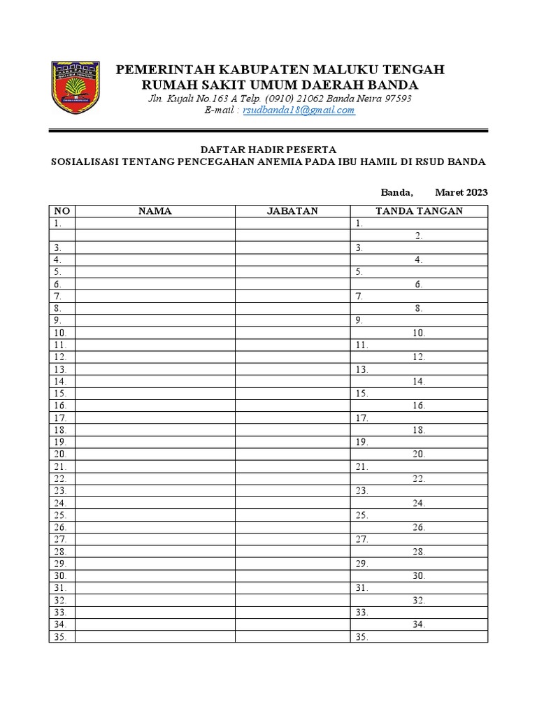Daftar Hadir Sosialisasi | PDF